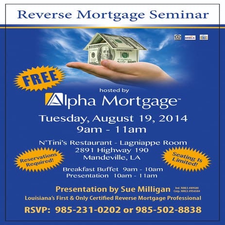 Reverse mortgage seminar flyer | PDF | Home Financing | Personal Debt
