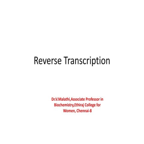 Presentation explaining the Mechanism / Molecular process of Reverse ...