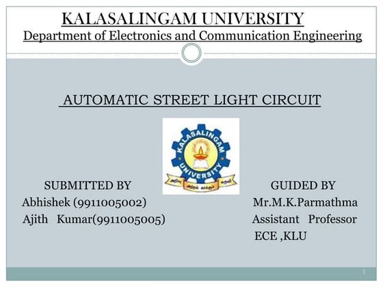 Automatic Street Light Controller Using Arduino Ppt 4949