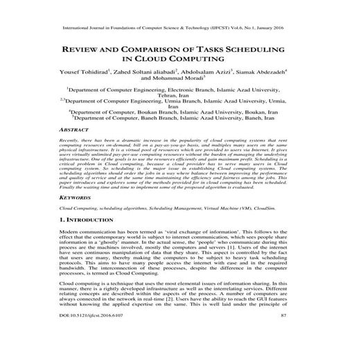Review And Comparison Of Tasks Scheduling In Cloud Computing Pdf