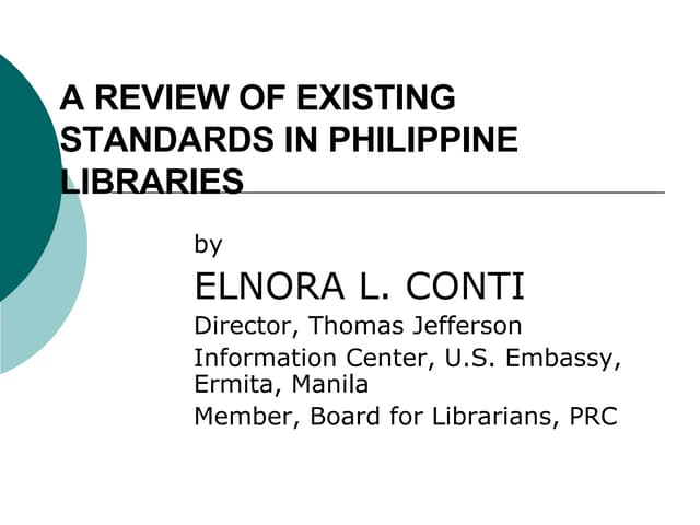 Standards for philippine libraries school library media centers | PPT