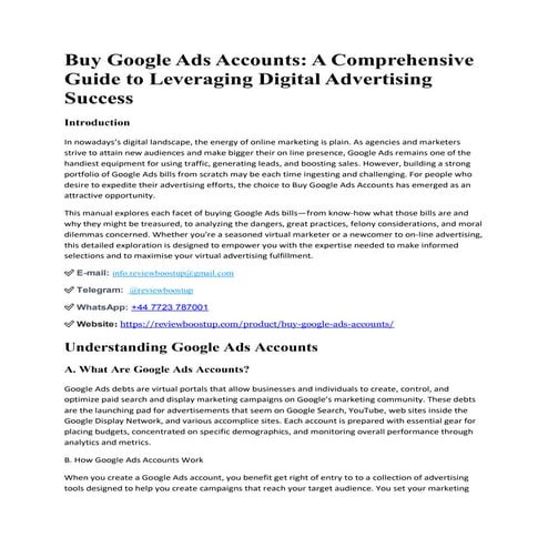 Buy Google Ads Accounts - Maximize Your Ad Success | PDF