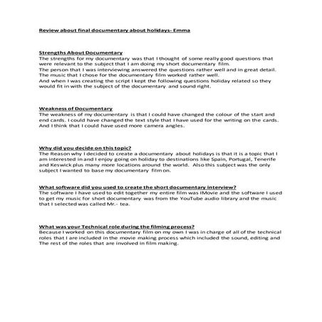 Review about final documentary film updated | PDF