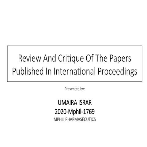 Review and critique of the papers published in international ...
