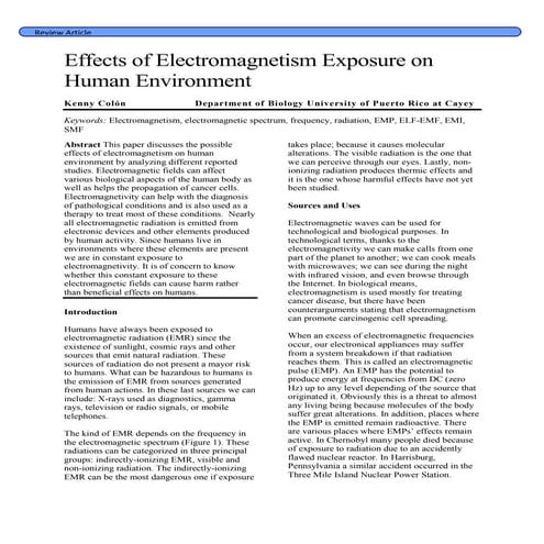 Effects of Electromagnetism Exposure on Human Environment Paper | PDF