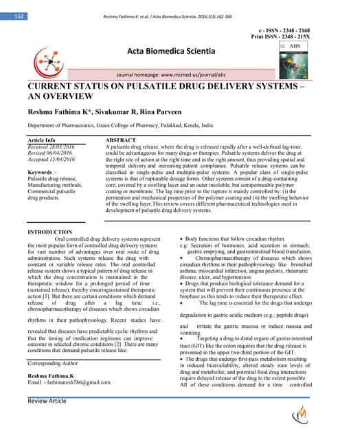 Pulsatile Drug Delivery System | PPTX