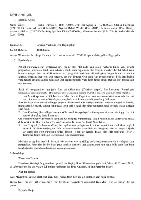 PRESENTASI MATERI ANATOMI IKAN BESERTA FUNGSI NYA | PPTX