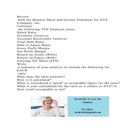 Review both the Balance Sheet and Income Statement for XYZ Company.docx