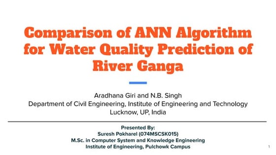 PREDICTING RIVER WATER QUALITY ppt presentation | PPT