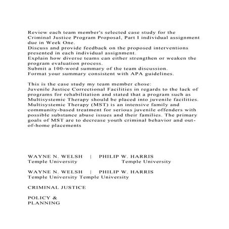 Review each team members selected case study for the Criminal Jus.docx