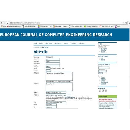 Christo Ananth, Reviewer, European Journal of Computer Engineering Research, Turkey. | PDF