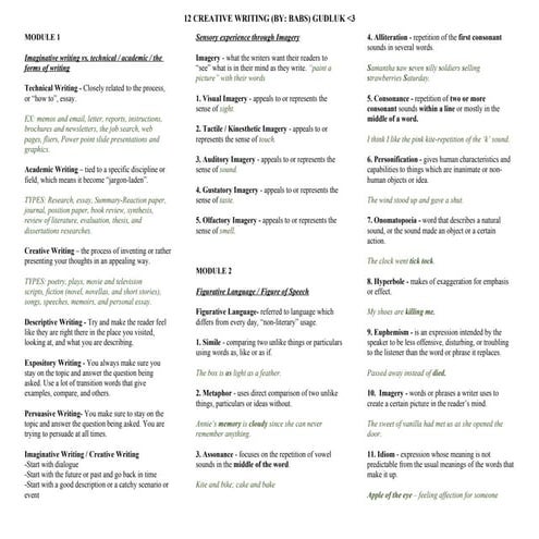 creative writing and figurative language | PDF