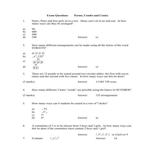 Review exam questions extra practice perms and combs | DOC