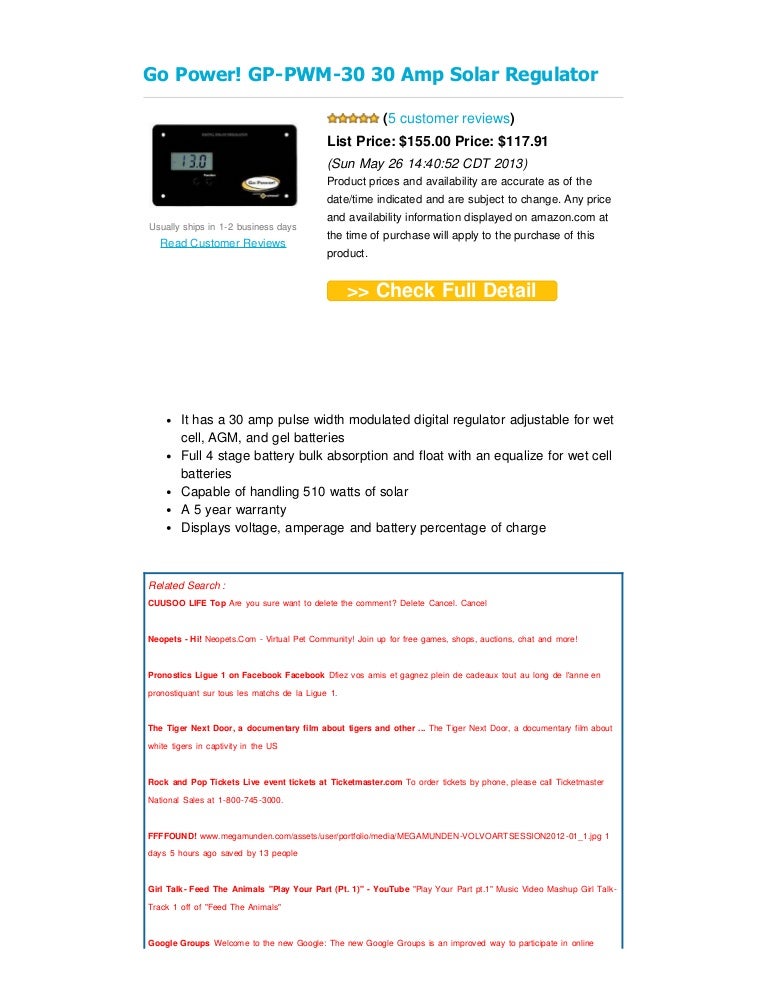 Review go power! gp pwm-30 30 amp solar regulator 20130527-054102 Review go power! gp pwm-30 30 amp solar regulator 20130527-054102