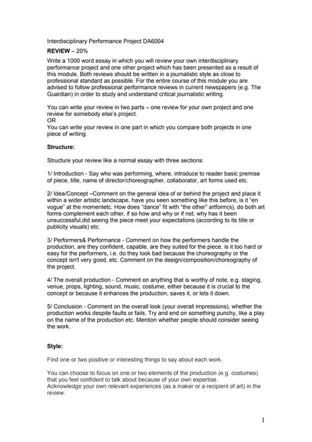 How to write a theater report | DOC | Screenwriting | Content Production