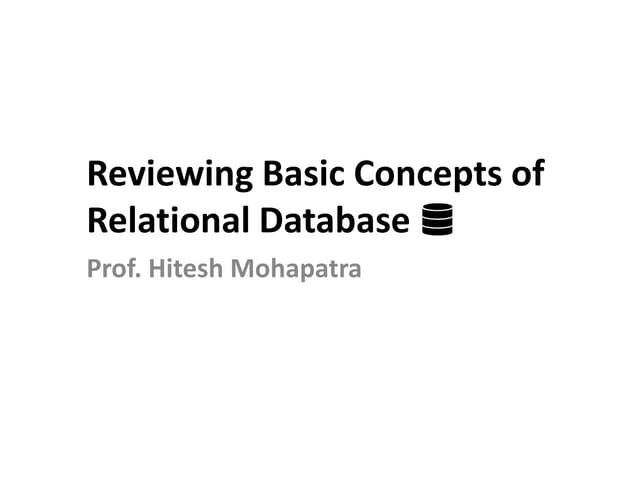 Reviewing Basic Concepts Of Relational Database Ppt