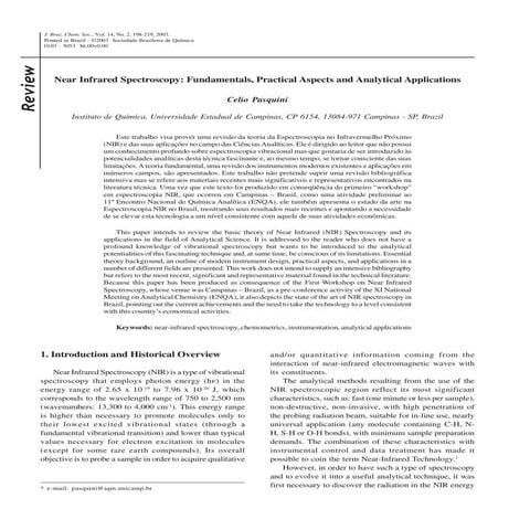 Near Infrared Spectroscopy: Fundamentals, Practical Aspects and ...