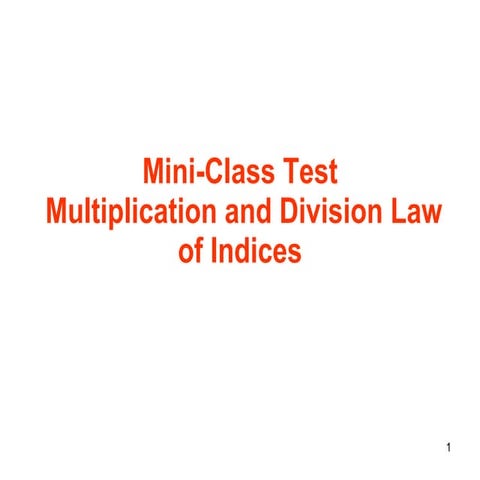 Review Multiplication And Division Law Of Indices | PPT