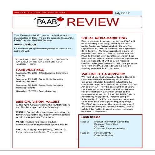 PAAB Review update, July 2009 | PDF