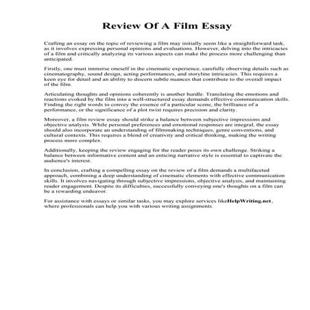 Review Of A Film Essay. The College of Idaho | PDF