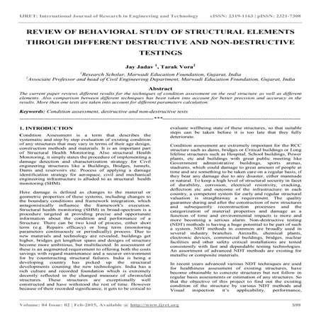 Review of behavioral study of structural elements through different destructive and non ...