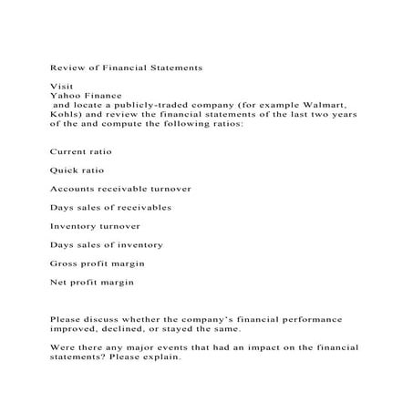 Review of Financial StatementsVisit Yahoo Finance and lo.docx