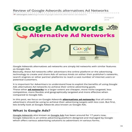 Review of google adwords alternatives ad networks | PDF