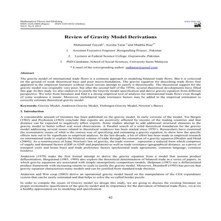 Review of gravity model derivations | PDF