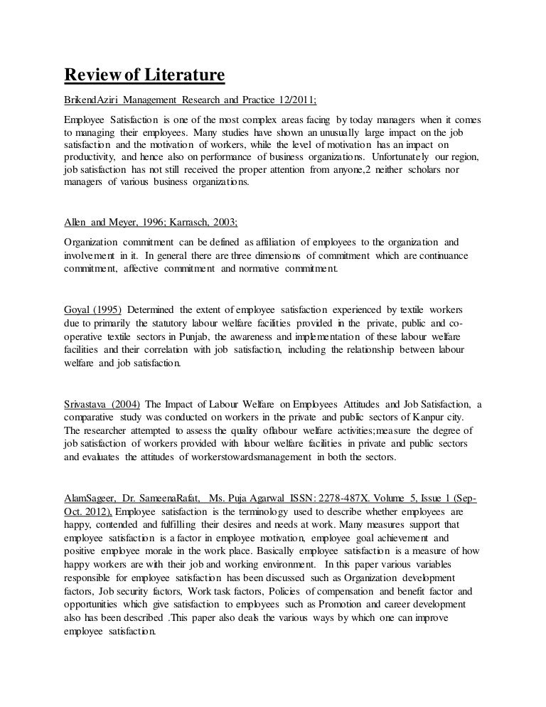 Review Of Literature On Employees Satisfaction review-of-literature-on-employees-satisfaction