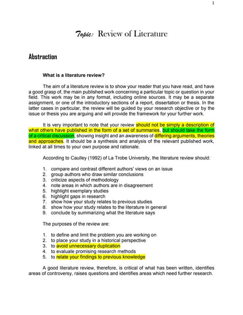 How to write a literature review | PPTX