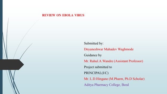 Ebola virus ppt | PPTX