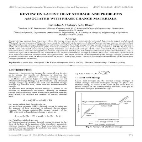 Review on latent heat storage and problems associated with phase change ...