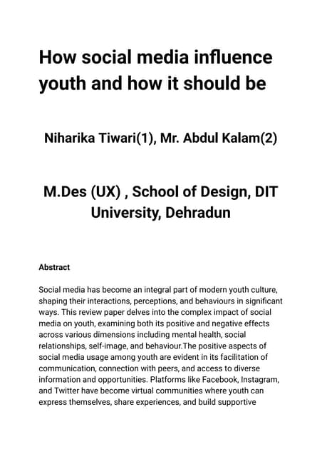impact of social media on youth | PPT