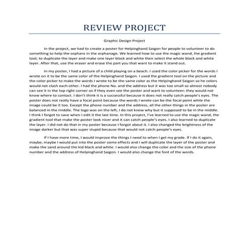 Review project | DOCX | Arts and Crafts | Hobbies & Interests