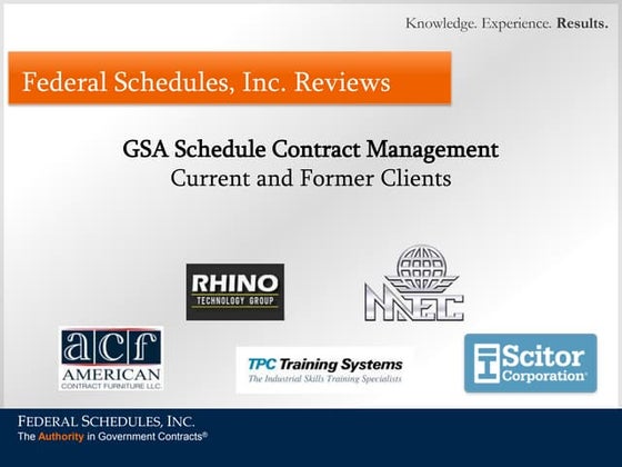 Federal Schedules presentations
