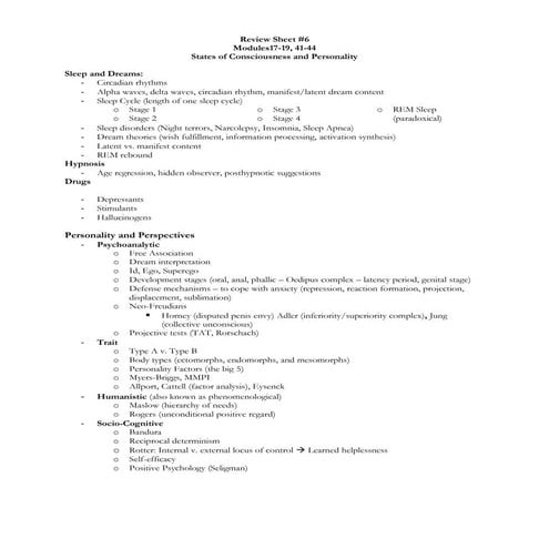 Review sheet 6 | PDF