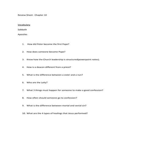 Review sheet religion chapter 10 | DOCX