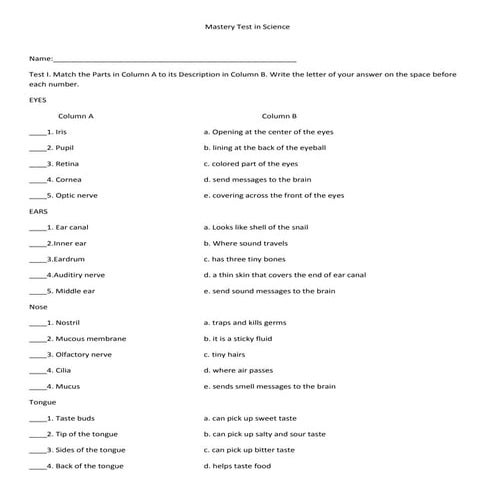 Review test in science | DOCX