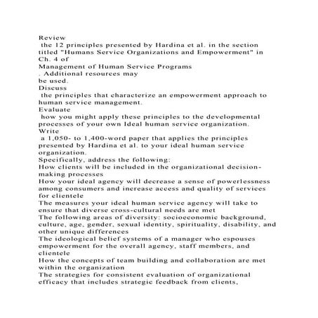 Review the 12 principles presented by Hardina et al. in the sectio.docx