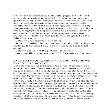 Review the assigned case, MetaCarta, pages 413–421, and answer the.docx