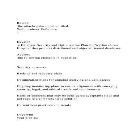 Review the attached document entitled Wellmeadows Reference.docx