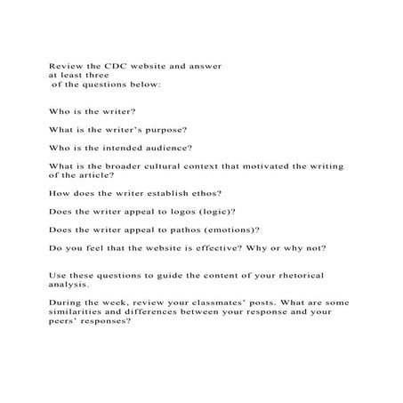 Review the CDC website and answer at least three of the ques.docx