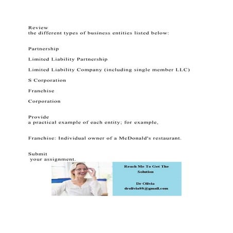 Review the different types of business entities listed below | DOCX