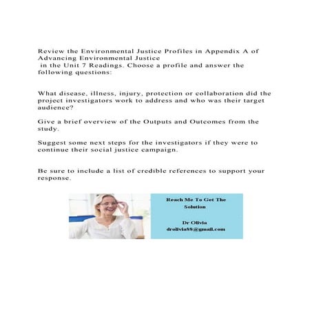 Review the Environmental Justice Profiles in Appendix A of Adv.docx