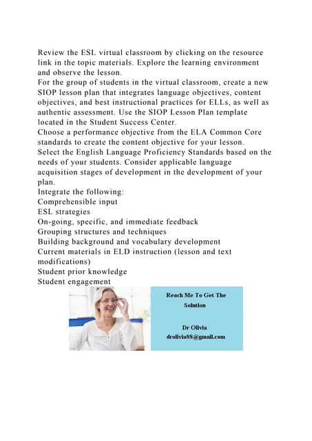 Create a lesson plan that integrates language objectives, content ob | PDF