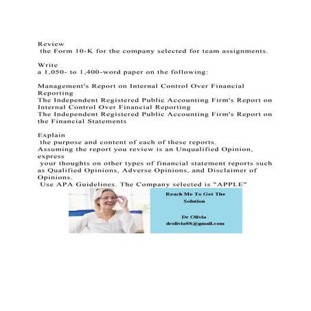 Review the Form 10-K for the company selected for team assignmen.docx