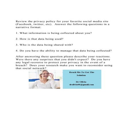 Review the privacy policy for your favorite social media site (F.docx