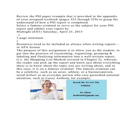 Review the PSI paper example that is provided in the appendix of you.docx