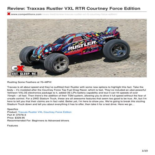 Review: Traxxas Rustler VXL RTR Courtney Force Edition | PDF