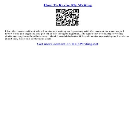 Revise An Essay | PDF